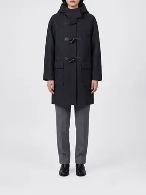 GANNI Long Hooded Wool And Cashmere Blend Duffle Coat