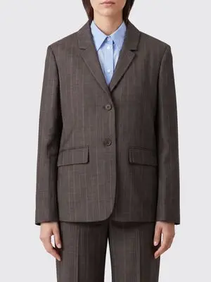 GANNI Single-breasted Pinstripe Wool Blazer