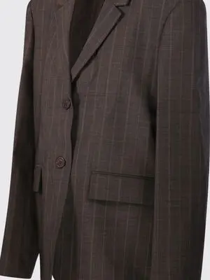 GANNI Single-breasted Pinstripe Wool Blazer
