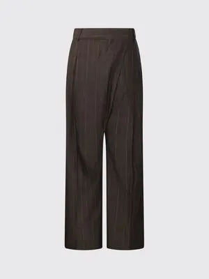 GANNI Striped Wool Wrap Wide-leg Trousers