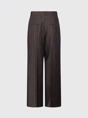 GANNI Striped Wool Wrap Wide-leg Trousers