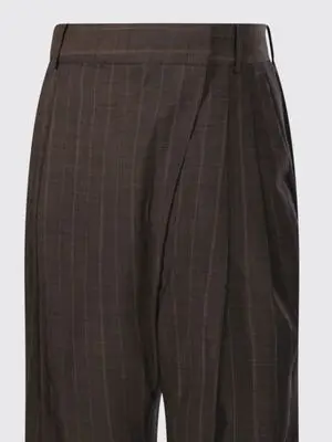 GANNI Striped Wool Wrap Wide-leg Trousers
