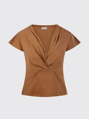 Isabel Marant Étoile Draped V-neck Short-sleeved Cotton Top - Camel