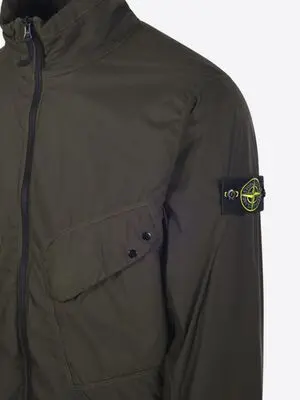 Stone Island Ultra-light Recycled Nylon Zip-up Jacket With Logo Patch