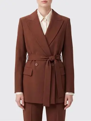 SEMICOUTURE Double-breasted Wool-blend Blazer With Tie-waist Belt