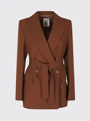 SEMICOUTURE Double-breasted Wool-blend Blazer With Tie-waist Belt