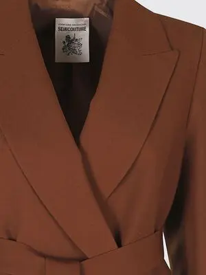 SEMICOUTURE Double-breasted Wool-blend Blazer With Tie-waist Belt