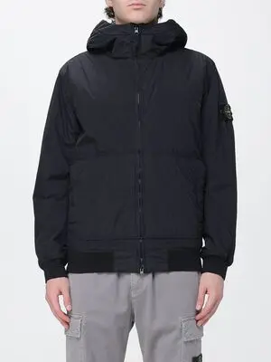 Stone Island Crinkle Reps Ny Hooded Nylon Windbreaker With Logo Badge - Black