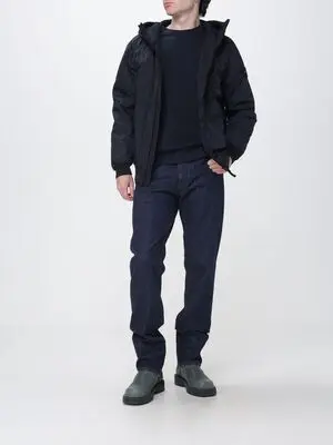 Stone Island Crinkle Reps Ny Hooded Nylon Windbreaker With Logo Badge - Navy