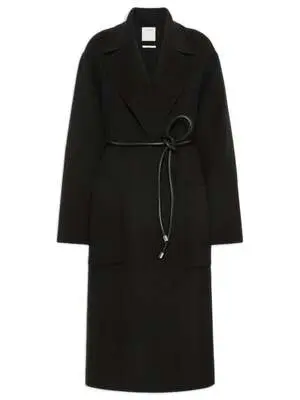 Sportmax Hand-sewn Double Virgin Wool Coat With Patch Pockets And Belted Detail