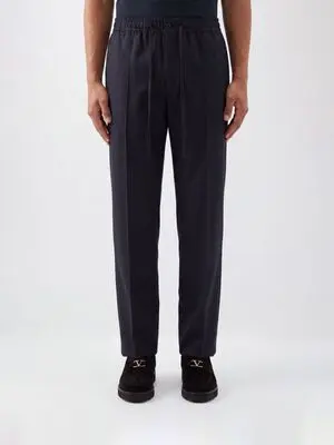 Valentino Garavani Valentino Garavani Twill Trousers With Elasticated Drawstring Waist Navy