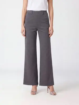 Liu Jo High-waisted Straight-leg Stretch Jersey Trousers With Rhinestone Logo - Grey