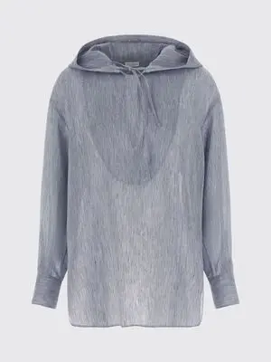 Brunello Cucinelli Striped Long Sleeve Hoodie - Blue