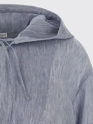 Brunello Cucinelli Striped Long Sleeve Hoodie - Blue