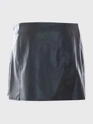 Pinko Pleated Faux Leather Skirt With Buckle Detail