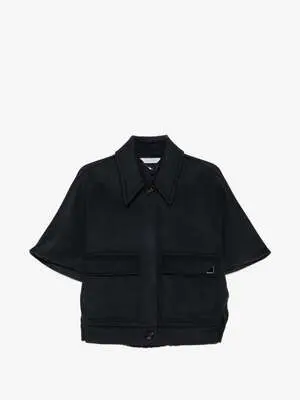 Max Mara Cashmere Double-drape Cape With Shirt Collar And Patch Pockets