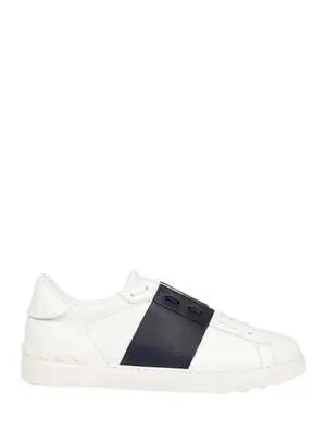 Valentino Garavani Open Rockstud Two-tone Calf Leather Slip-on Sneakers