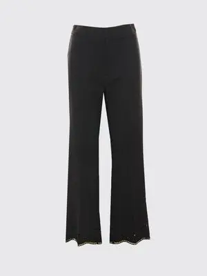 TWINSET High-waisted Flared Trousers In Viscose-blend With Lace Inserts