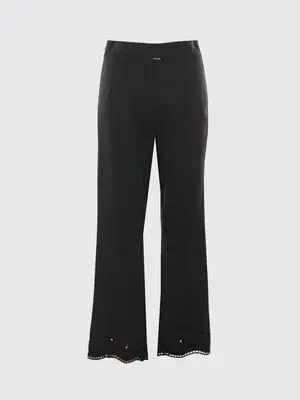 TWINSET High-waisted Flared Trousers In Viscose-blend With Lace Inserts