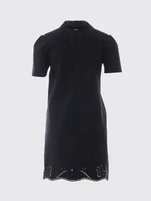 TWINSET Mini Chemisier Dress In Viscose With Embroidered Lace Inserts