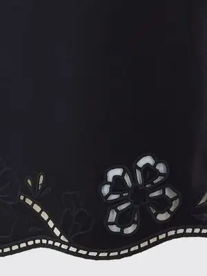 TWINSET Mini Chemisier Dress In Viscose With Embroidered Lace Inserts