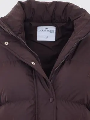 COURREGES Quilted Funnel-neck Short Puffer Jacket In Wool And Polyester Blend