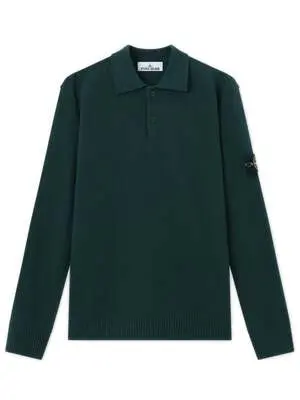 Stone Island Virgin Wool Button Placket Polo Sweater