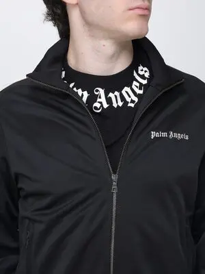 Palm Angels Technical Fabric Zip-up Sweatshirt With High Neck