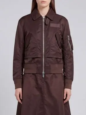 Sacai Cotton-blend Bomber Jacket With Classic Collar And Zip Closure - Brown