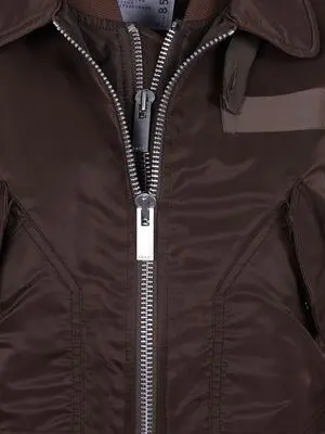 Sacai Cotton-blend Bomber Jacket With Classic Collar And Zip Closure - Brown