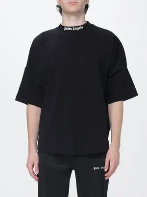 Palm Angels Relaxed Fit Cotton T-shirt With Logo And Dropped Shoulders