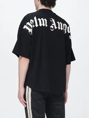 Palm Angels Relaxed Fit Cotton T-shirt With Logo And Dropped Shoulders