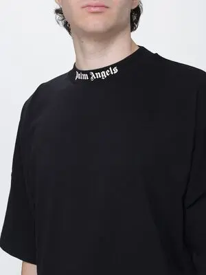 Palm Angels Relaxed Fit Cotton T-shirt With Logo And Dropped Shoulders