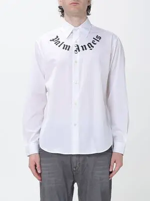 Palm Angels Long-sleeved Cotton Shirt With Contrast Logo