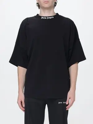 Palm Angels Relaxed Fit Cotton T-shirt With Logo And Dropped Shoulders