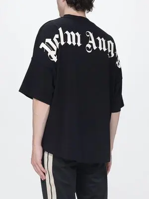 Palm Angels Relaxed Fit Cotton T-shirt With Logo And Dropped Shoulders