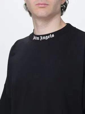 Palm Angels Relaxed Fit Cotton T-shirt With Logo And Dropped Shoulders