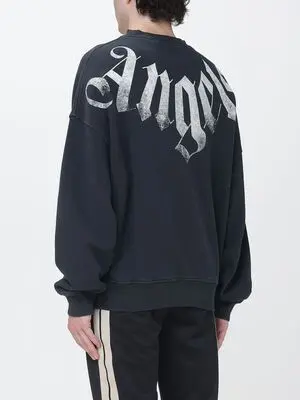 Palm Angels Oversized Crewneck Sweatshirt In Cotton With Printed Logo - Black