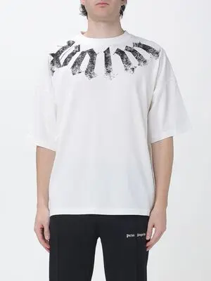 Palm Angels Relaxed Fit Cotton T-shirt With Graffiti Logo Print - White