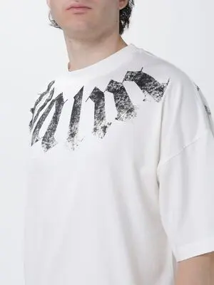 Palm Angels Relaxed Fit Cotton T-shirt With Graffiti Logo Print - White