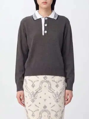 N° 21 Long-sleeved Pure Wool Polo With Contrast Tipping - Green