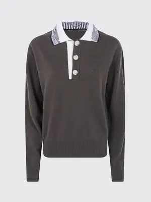 N° 21 Long-sleeved Pure Wool Polo With Contrast Tipping - Green