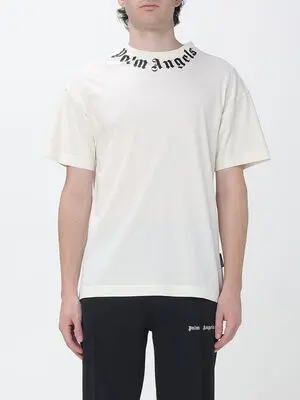 Palm Angels Cotton T-shirt With Printed Logo And Dropped Shoulders - White