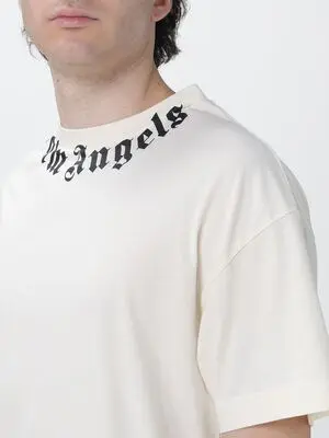 Palm Angels Cotton T-shirt With Printed Logo And Dropped Shoulders - White