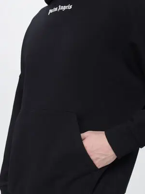 Palm Angels Cotton Hoodie With Logo And Pouch Pocket