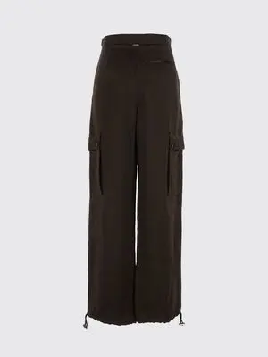 TWINSET High-waisted Viscose Blend Cargo Trousers With Drawstring