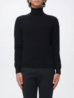 Malo Slim Fit Pure Cashmere Turtleneck Jumper With Long Sleeves - Black