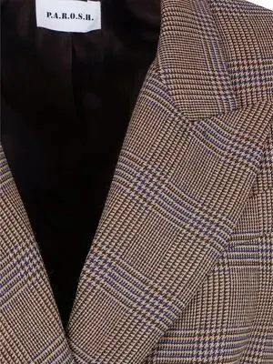 PAROSH P.a.r.o.s.h. Slim Fit Double-breasted Check Blazer In Wool Blend