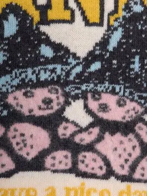 GANNI Slim Fit Recycled Wool Jumper With Logo Print