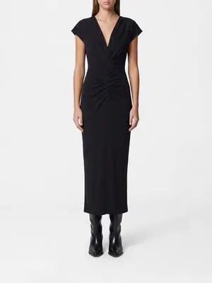 Isabel Marant Étoile Draped Viscose Midi Sheath Dress - Black